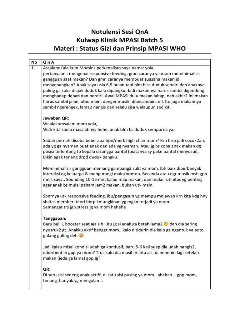 Notulensi Sesi QnA-Batch5 | PDF