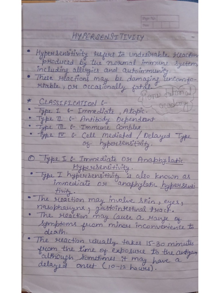 Hypersensitivity Notes | PDF