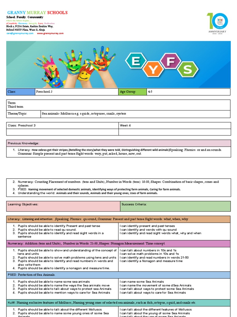 Preschool3 Week 4 Term 3 - Lesson Plan | PDF