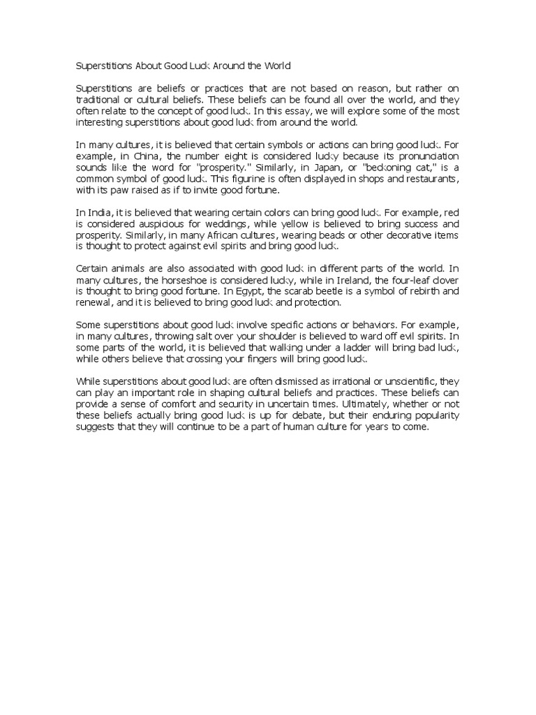 Superstitions About Good Luck Around The World | PDF