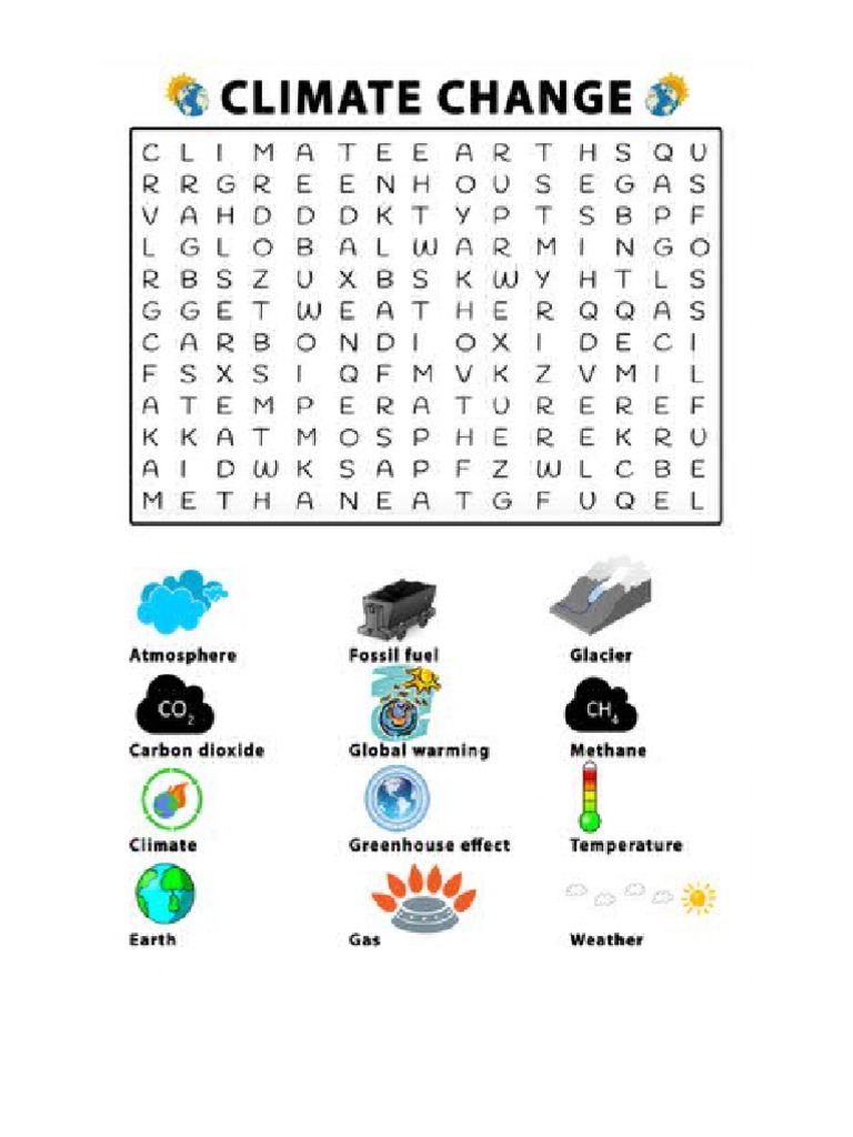 sopa de letra cambio climatico (7°) | PDF