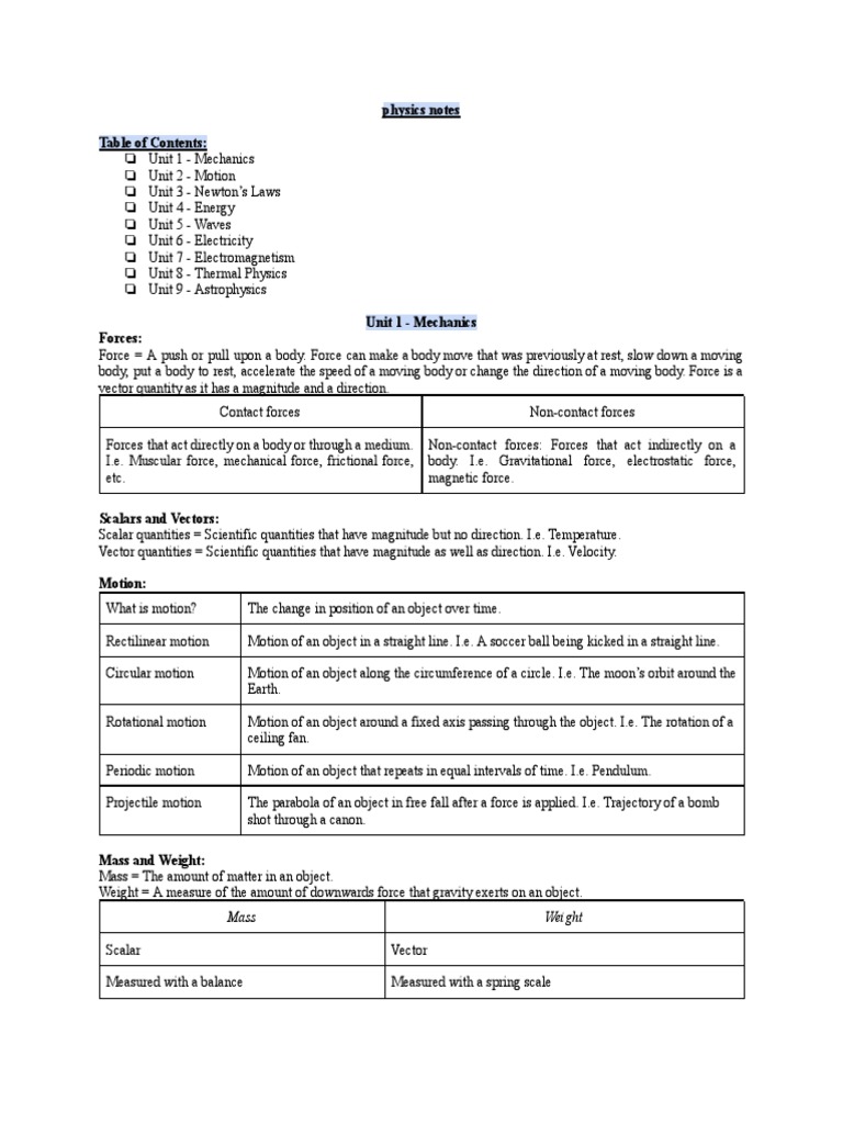Physics Notes | PDF | Radioactive Decay | Force Physics Notes | PDF | Radioactive Decay | Force