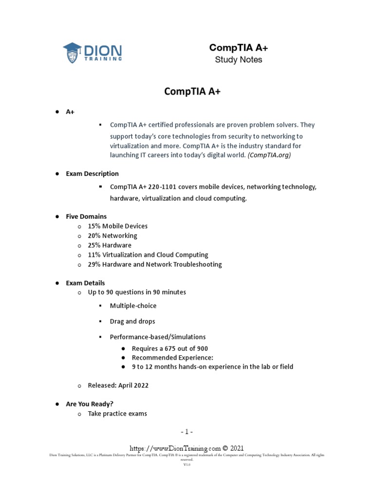 CompTIA A 220-1101 | PDF | Multi Core Processor | Central Processing Unit
