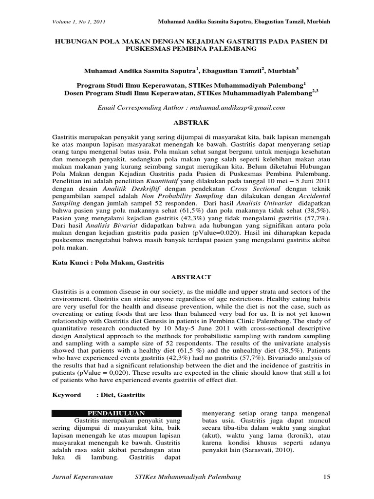 Hubungan Pola Makan Dengan Kejadian Gast | PDF