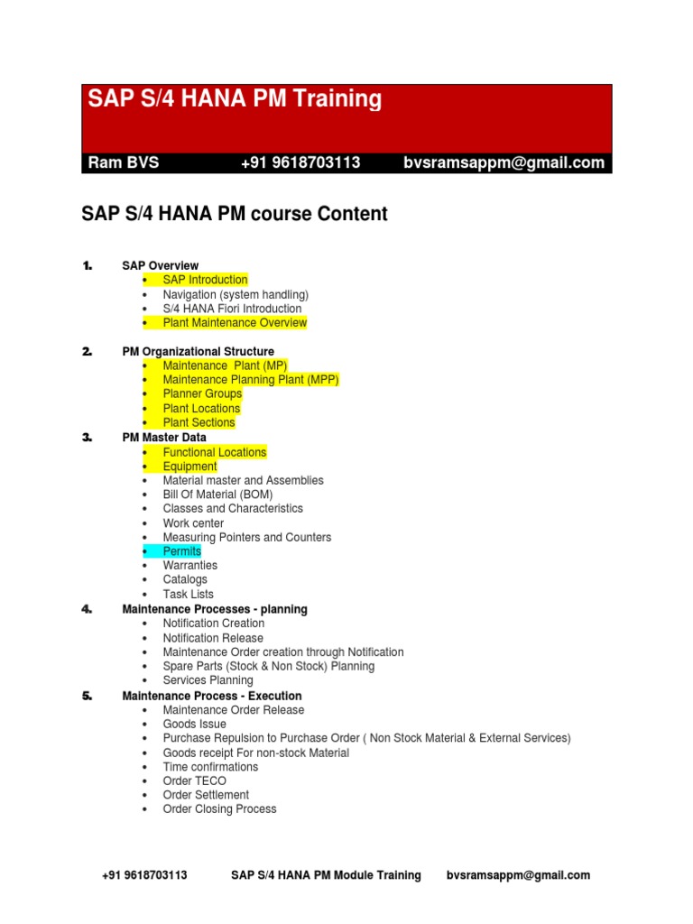 SAP S4 HANA PM Module Training1 | PDF | Computer Science | Computer ...