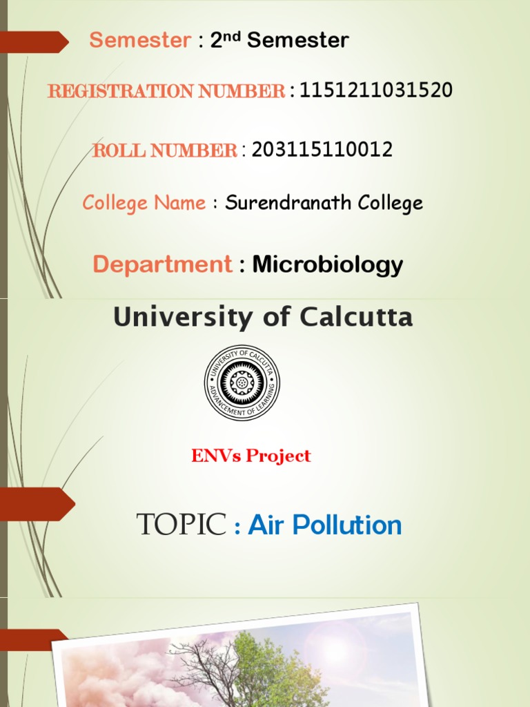 Sem 2 Envs Project Reg No 1151211031520 Roll No 203115110012 | PDF | Atmosphere Of Earth | Air ...
