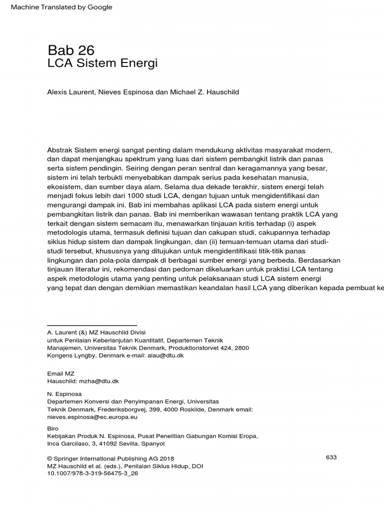 LCA of Energy Systems | PDF