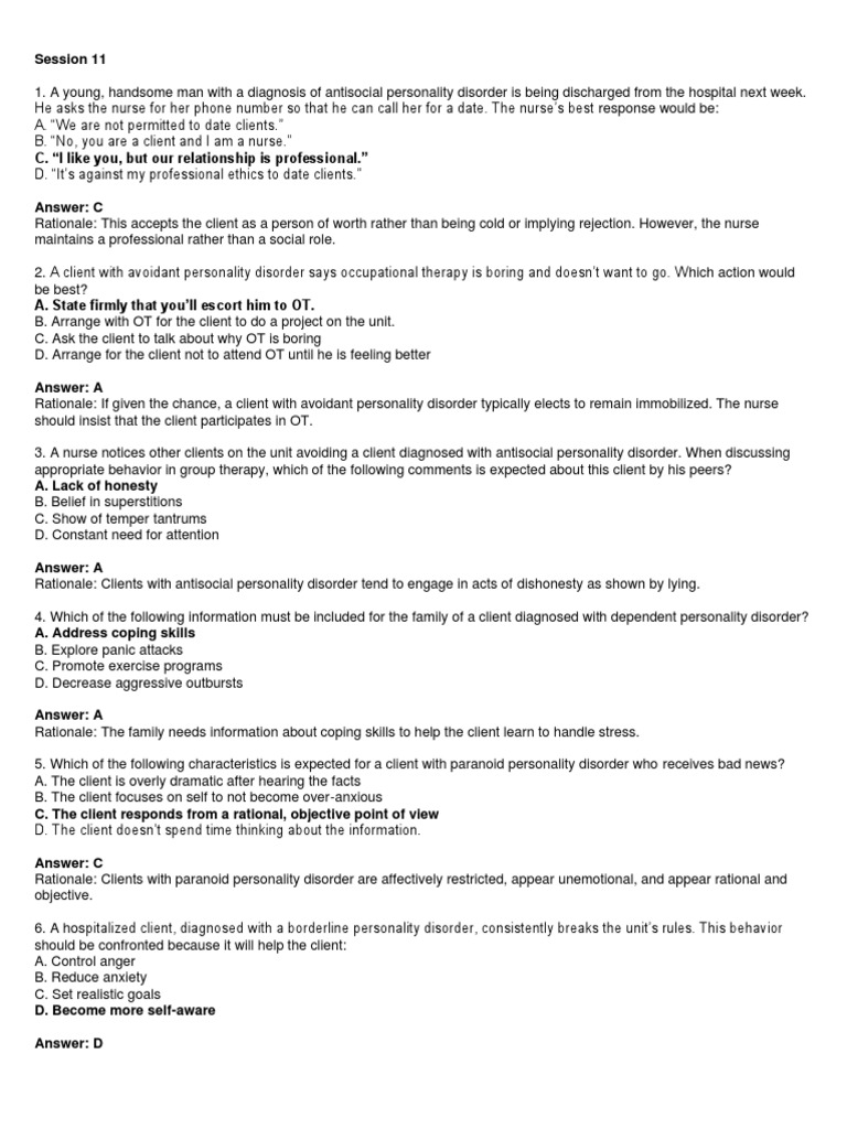 NUR 092 Rationale Sessions 11-20 | PDF NUR 092 Rationale Sessions 11-20 | PDF