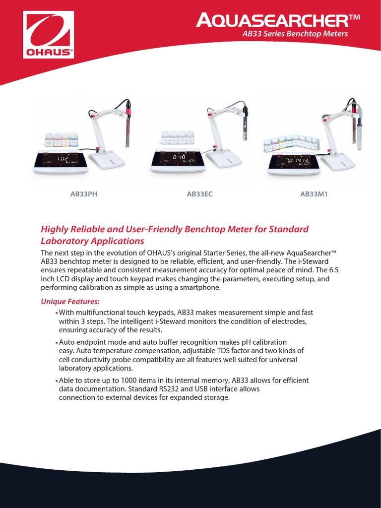 Phmetre - Aquasearcher - AB33 - Datasheet - EN - 80776668 - B | PDF ...