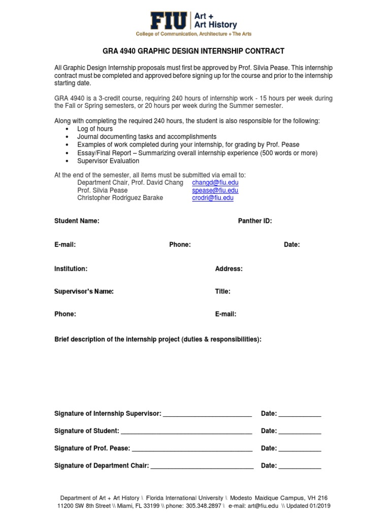 Graphic Design Internship Contract | PDF