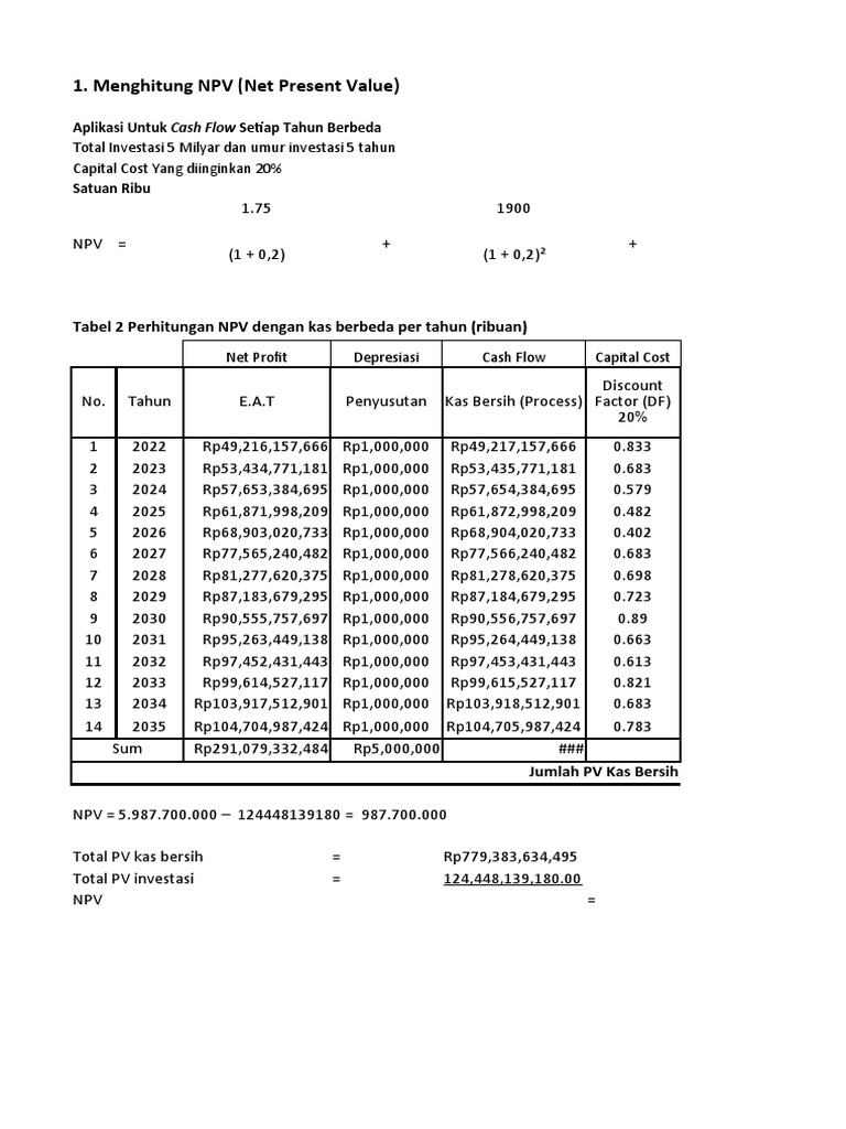 Perhitungan NPV 2 | PDF