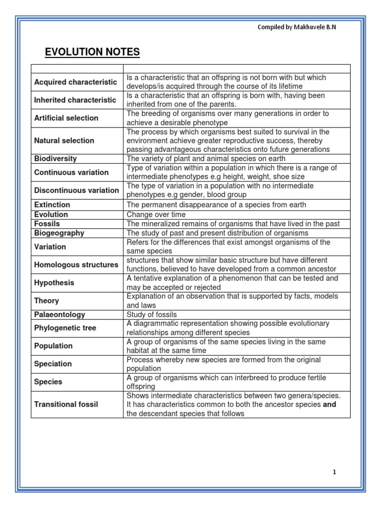 Evolution Notes | PDF