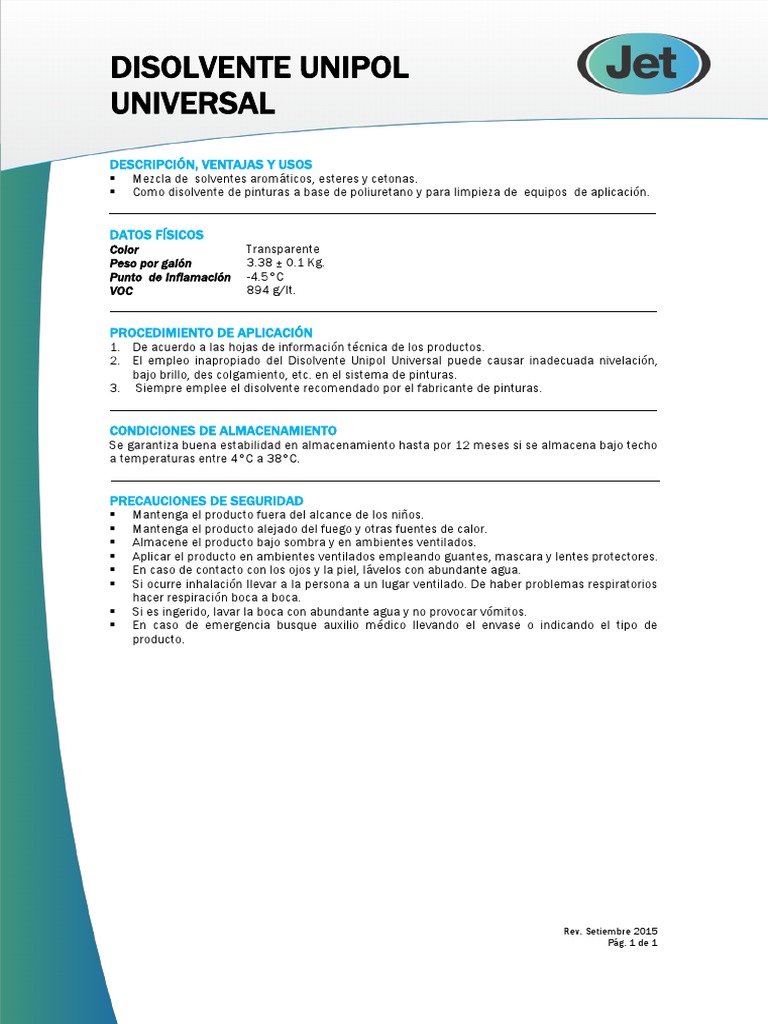 Disolvente Unipol Universal: Usos y Seguridad | PDF | Salud y bienestar