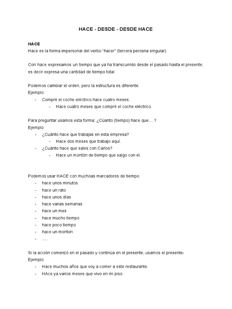 Hace - Desde - Desde Hace | PDF