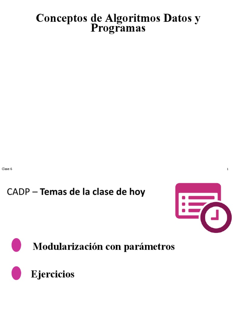 Clase6 ModularizacionParametros | PDF | Parámetro (programación de computadora) | Lenguaje de ...