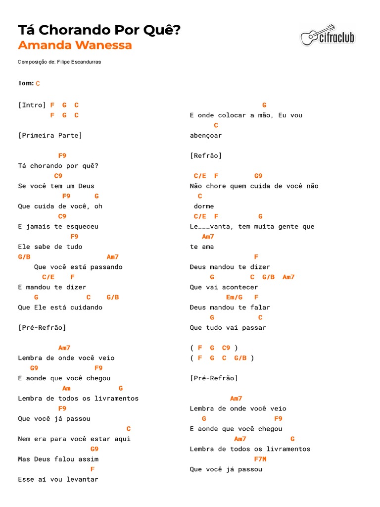 Ta Chorando Por Que - Cifra | PDF
