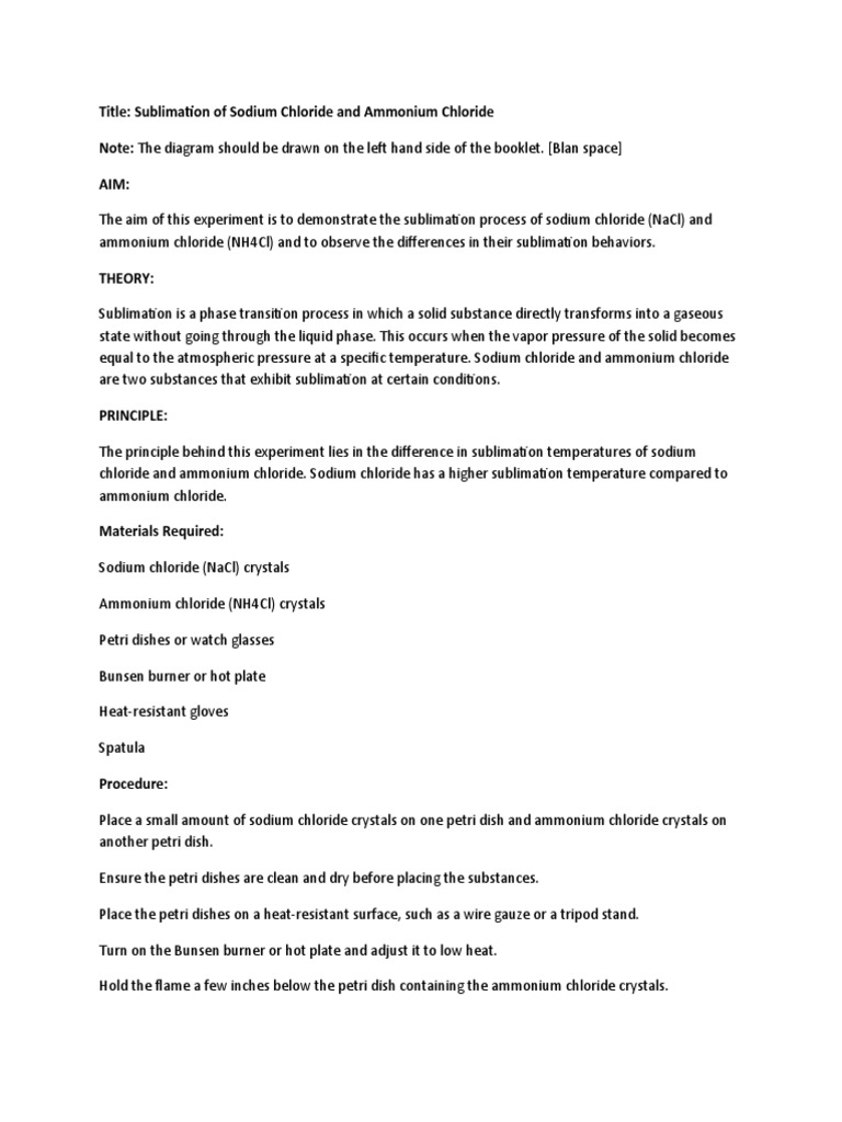 Ammonium Chloride Sublimation Experiment | PDF | Liquids | Sodium Chloride