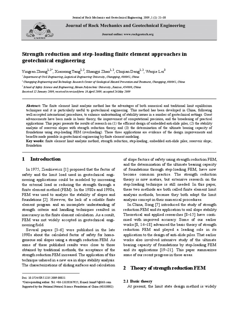 Strength Reduction and Step-Loading Finite Element Approaches in Geotechnical Engineering | PDF ...