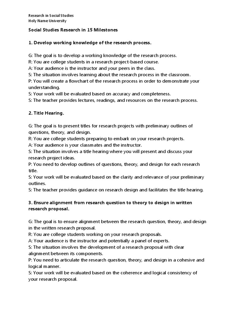 15 Milestones For A Project-Based Research - Introduction | PDF | Data ...