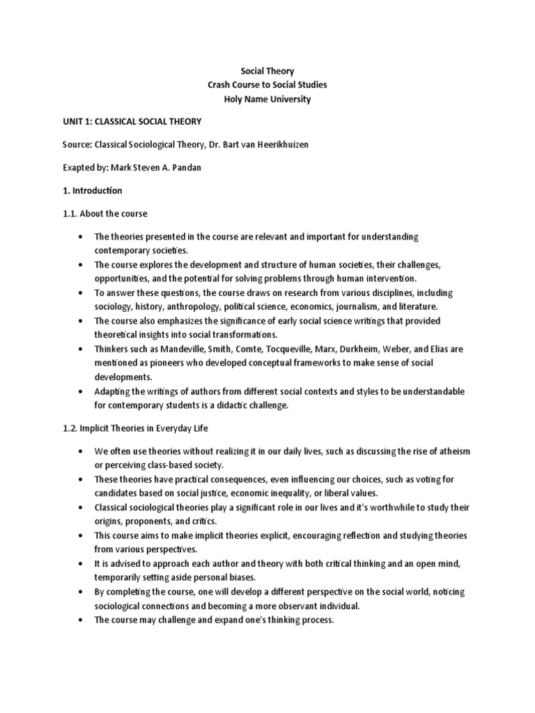 Social Theory - SOCIAL STUDIES ELECTIVE | PDF | Sociology | Émile Durkheim