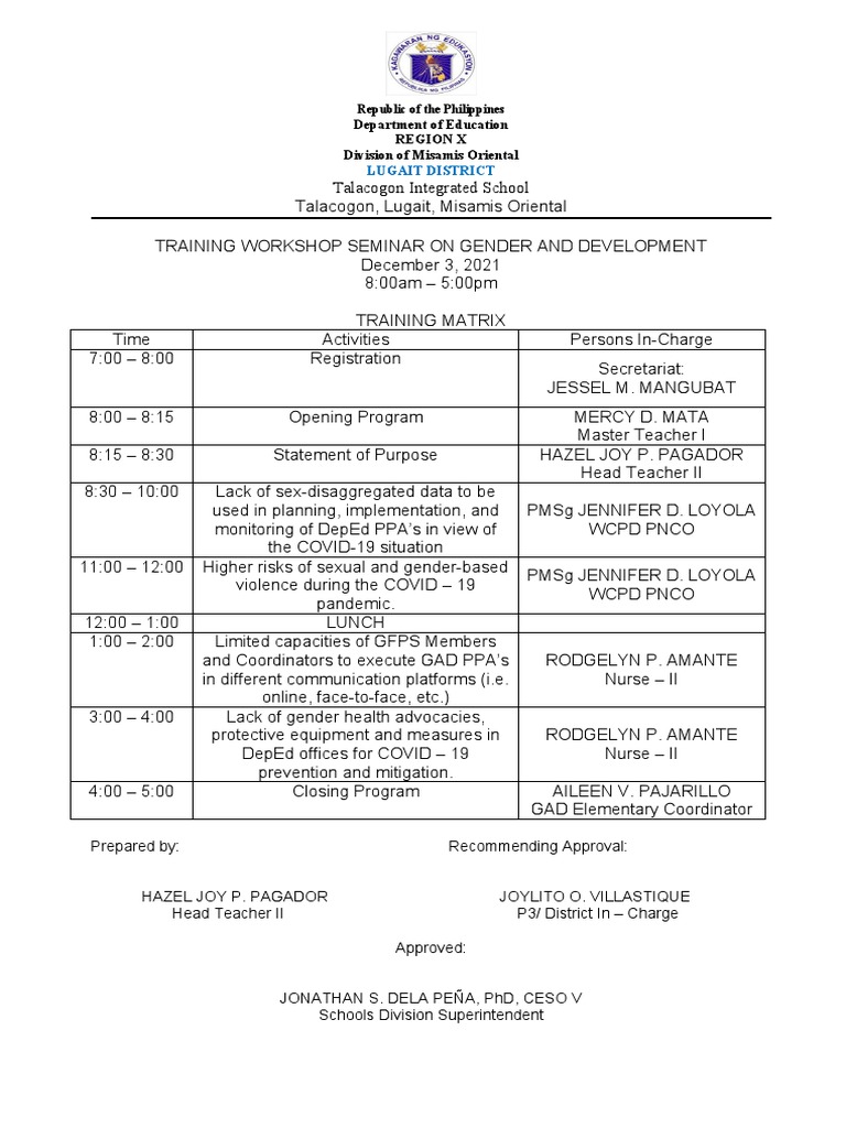 Gad Training Matrix | PDF