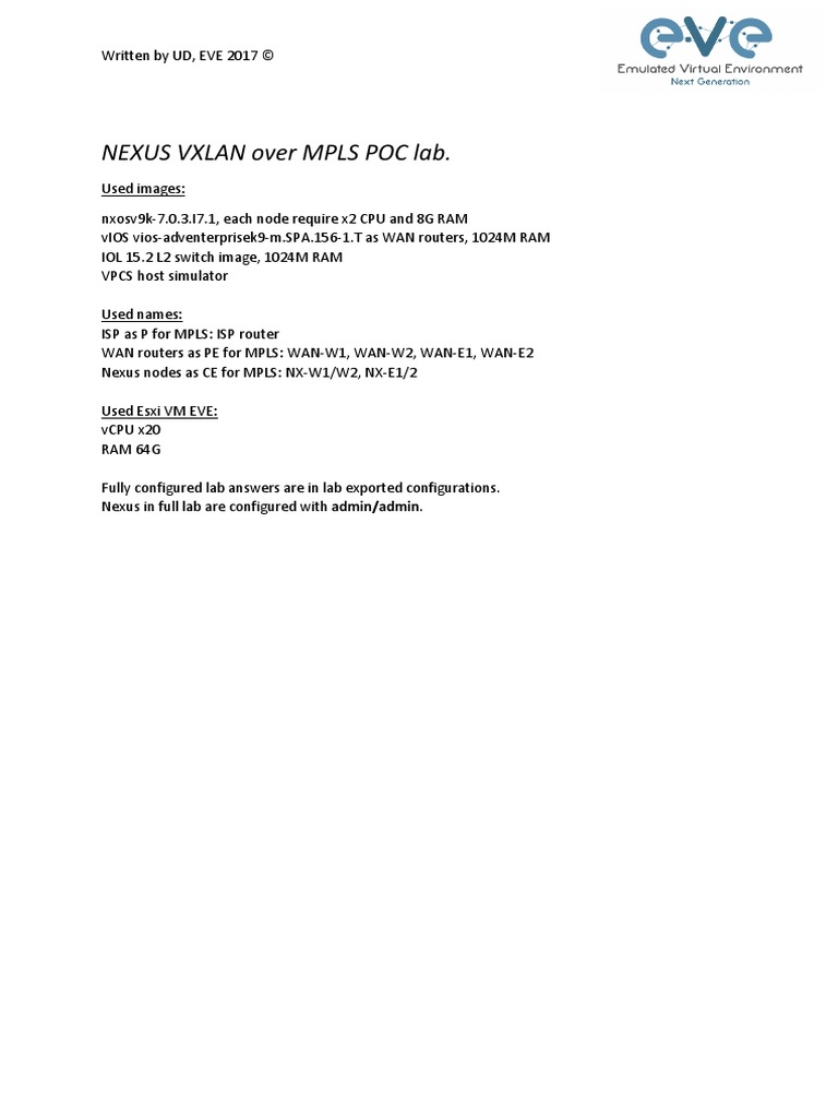VXLAN over MPLS POC Lab Guide | PDF | Networking | Multiprotocol Label ...
