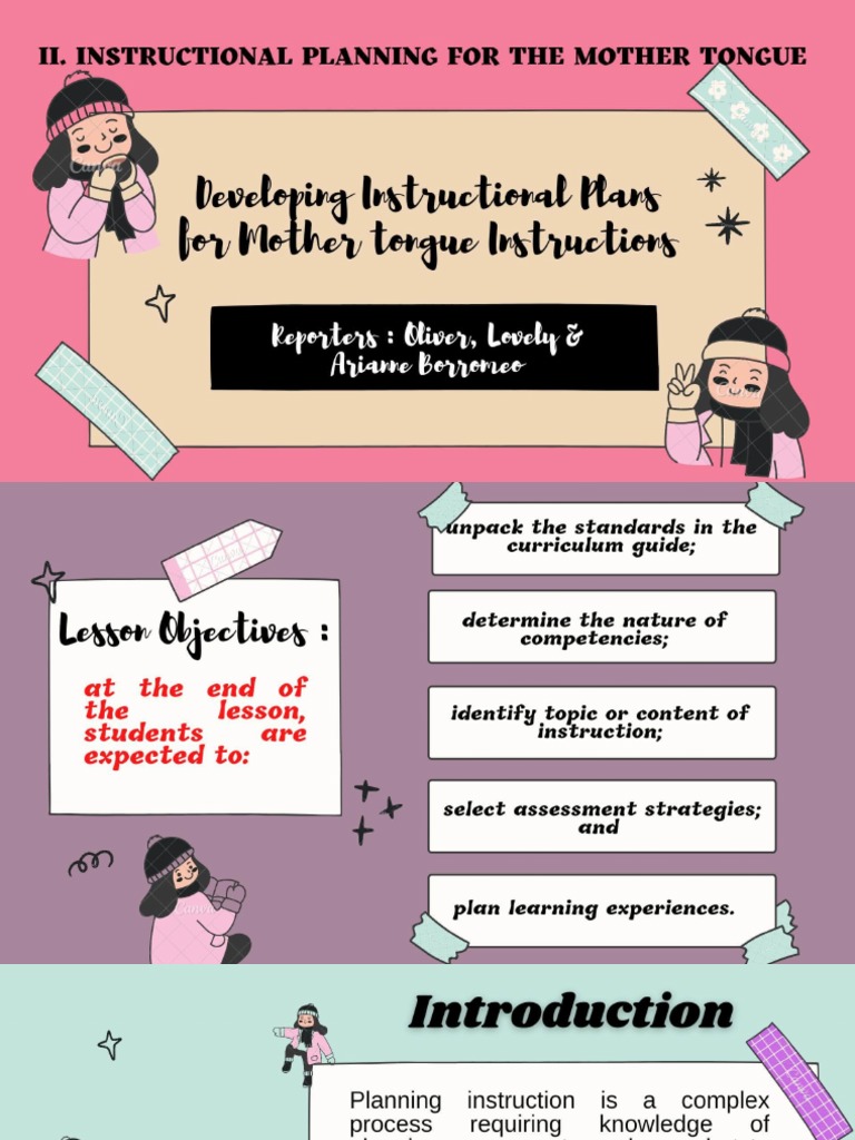 Developing Instructional Plans for Mother Tongue ( Report ) | PDF
