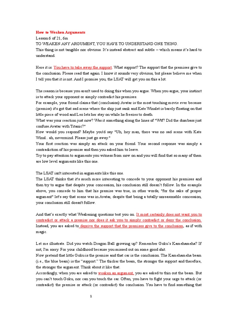 How To Weaken Arguments | PDF | Argument | Subject (Grammar)