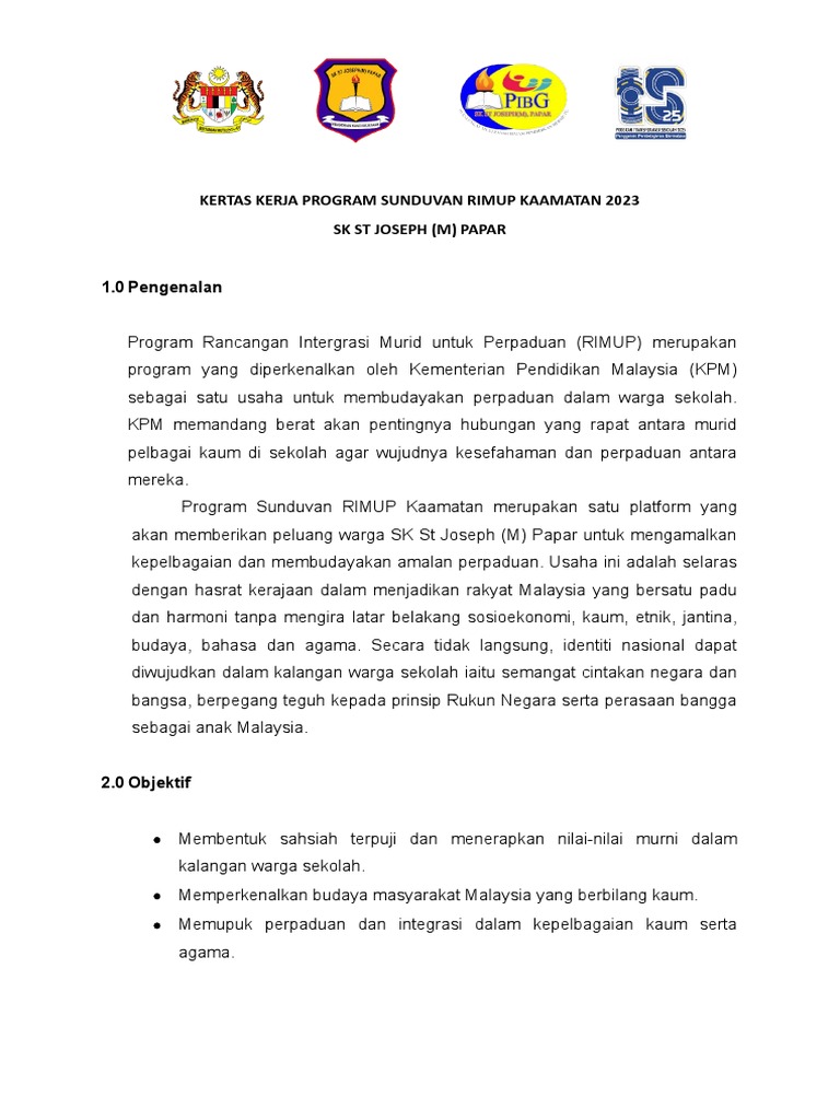Kertas Kerja Sunduvan RIMUP Kaamatan | PDF
