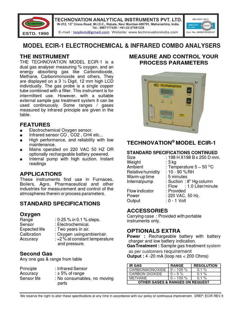 Technovation ECIR-R5 | PDF | Gases | Carbon Dioxide