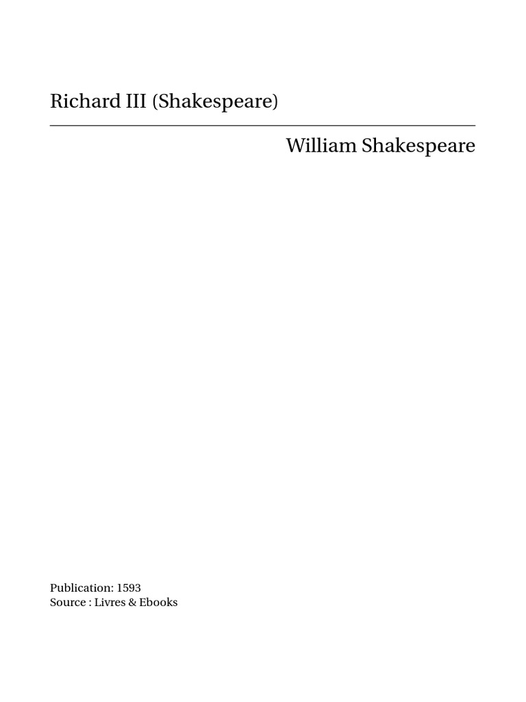 Shakespeare Richard III | PDF | Richard III d'Angleterre