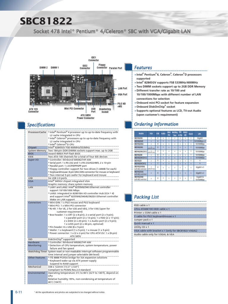 SBC 81822 | PDF | Computer Hardware | Information And Communications Technology
