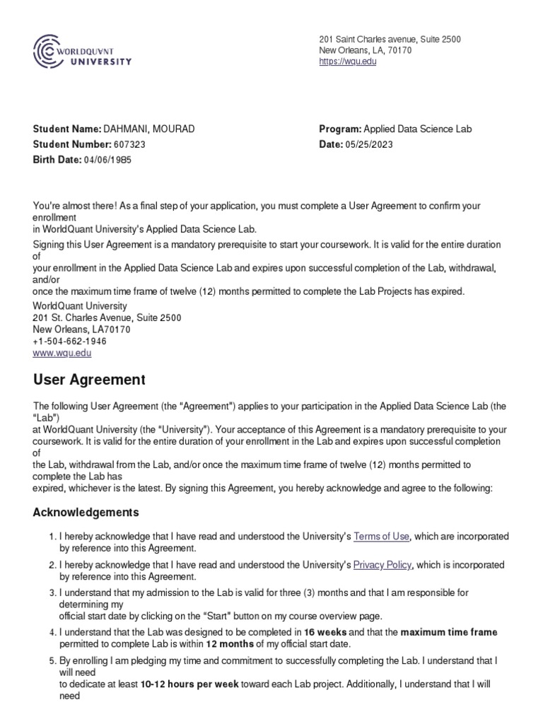 User Agreement | PDF