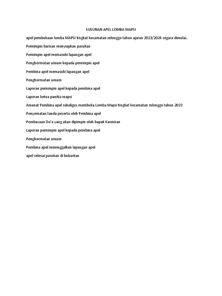 Susunan Upacara Lomba Mapsi | PDF