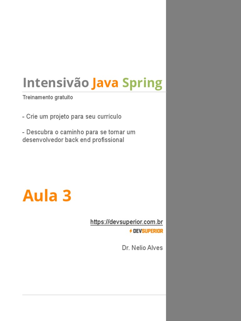 04 Intensivao Java Spring | PDF | Postgre SQL | Transferência de estado representacional