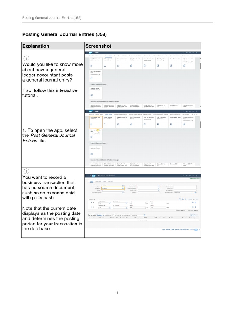 Posting General Journal Entries (J58) | Download Free PDF | Debits And ...