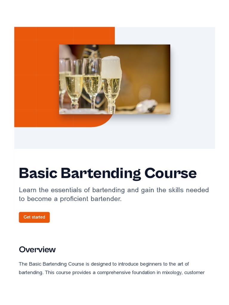 Basic Bartending Course | PDF | Cocktails | Bartender