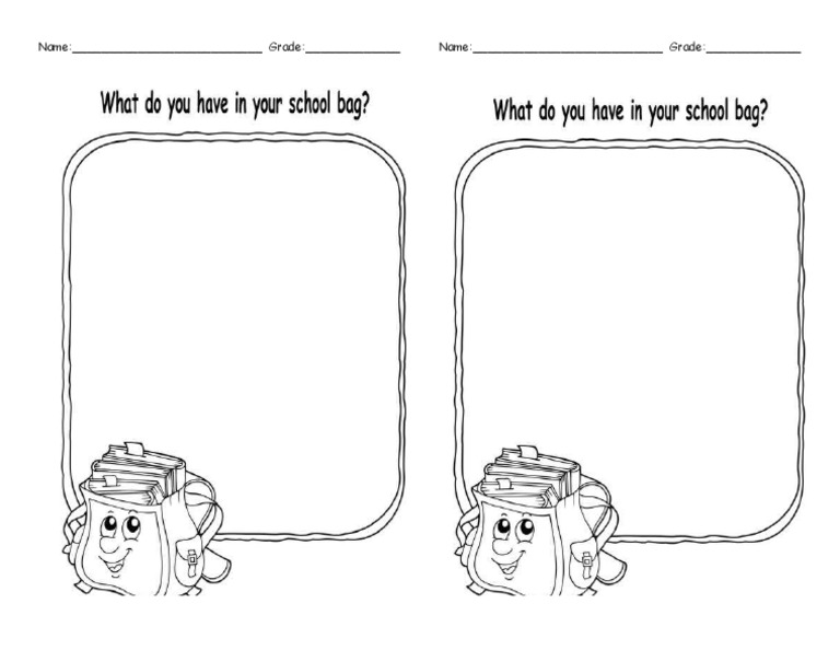 What's in Your Bag Worksheet | PDF