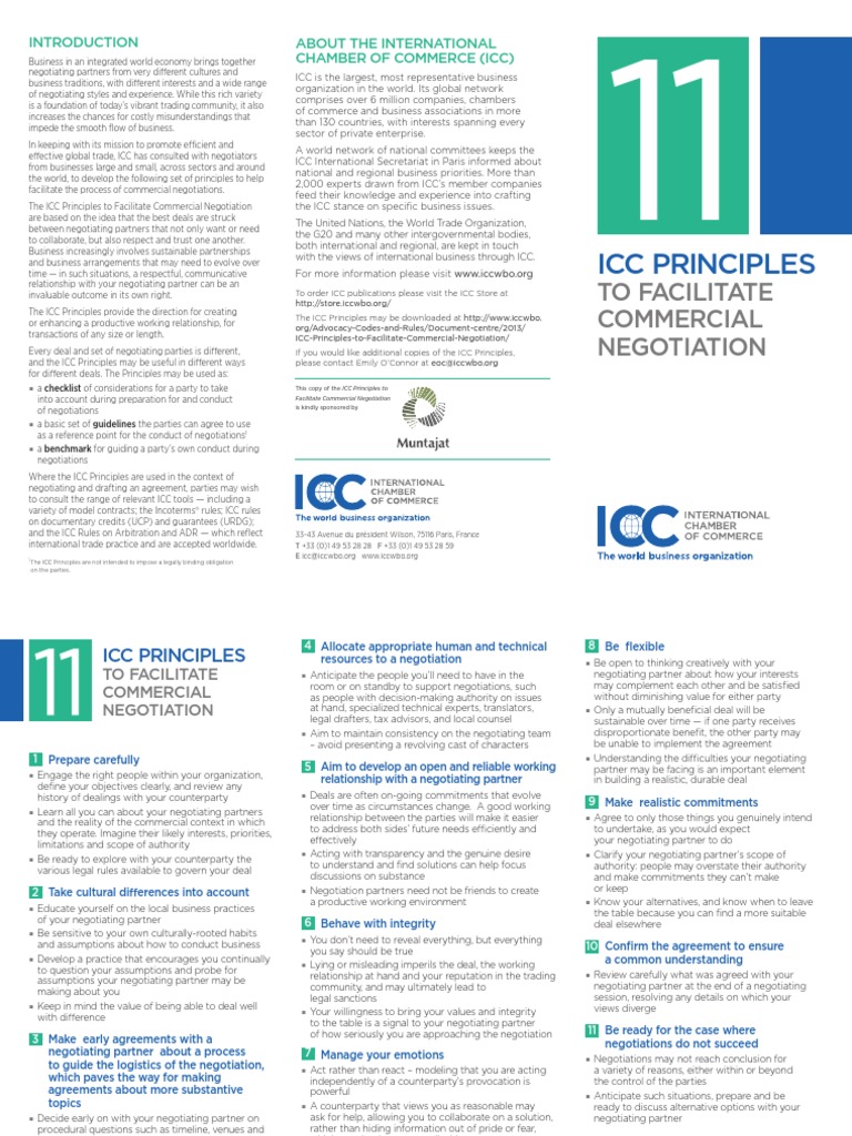 ICC Principles To Facilitate Commercial Negotiation | PDF | Negotiation ...