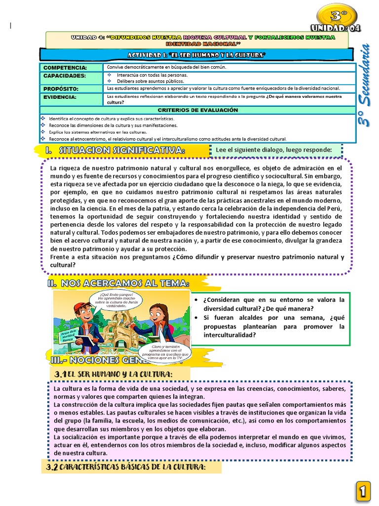3° DPCC - Actv.01-Unid.4 2023 | PDF | Sociedad | Grupo minoritario