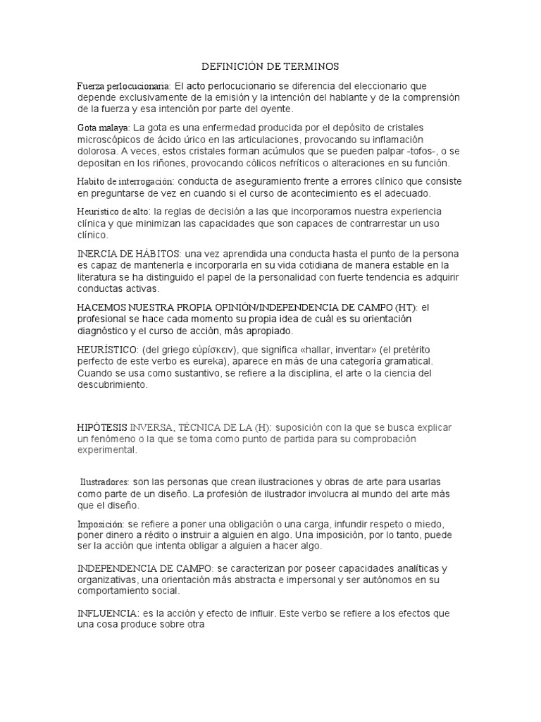 Glosario de Términos Clínicos y Comunicativos | PDF | Comunicación ...