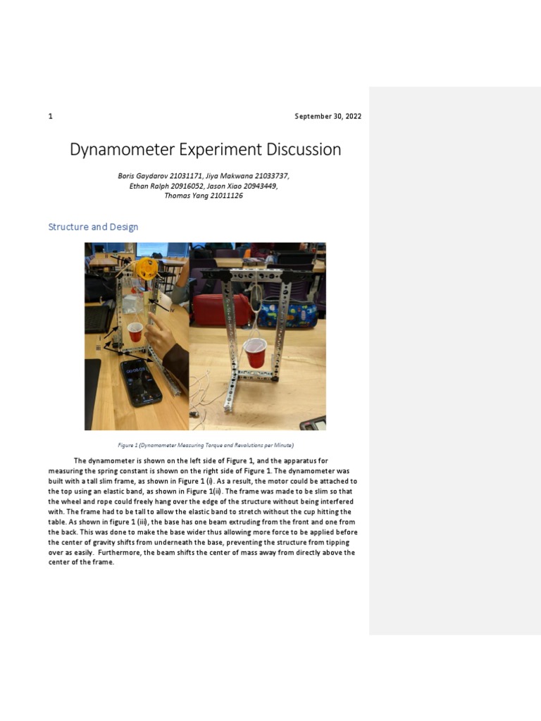 ME 100 Dynamometer Project | PDF | Torque | Force