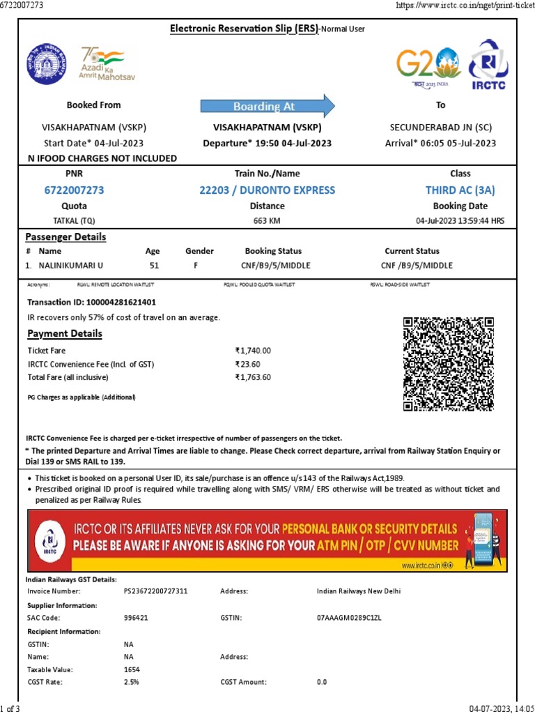 Duronto Express Third Ac (3A) | PDF