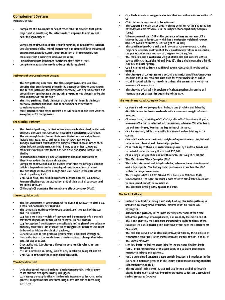 Complement System | PDF | Complement System | Immunoglobulin G Complement System | PDF | Complement System | Immunoglobulin G