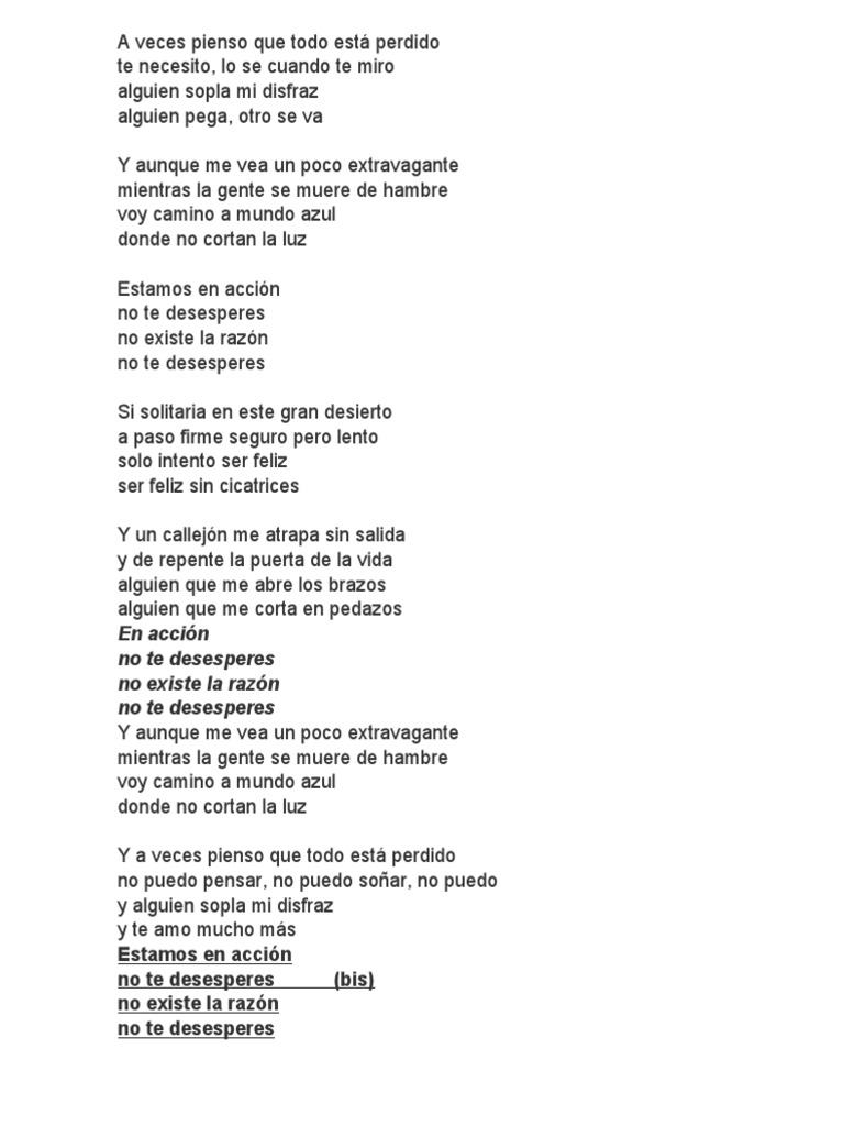 A Veces Pienso Que Todo Está Perdido | PDF