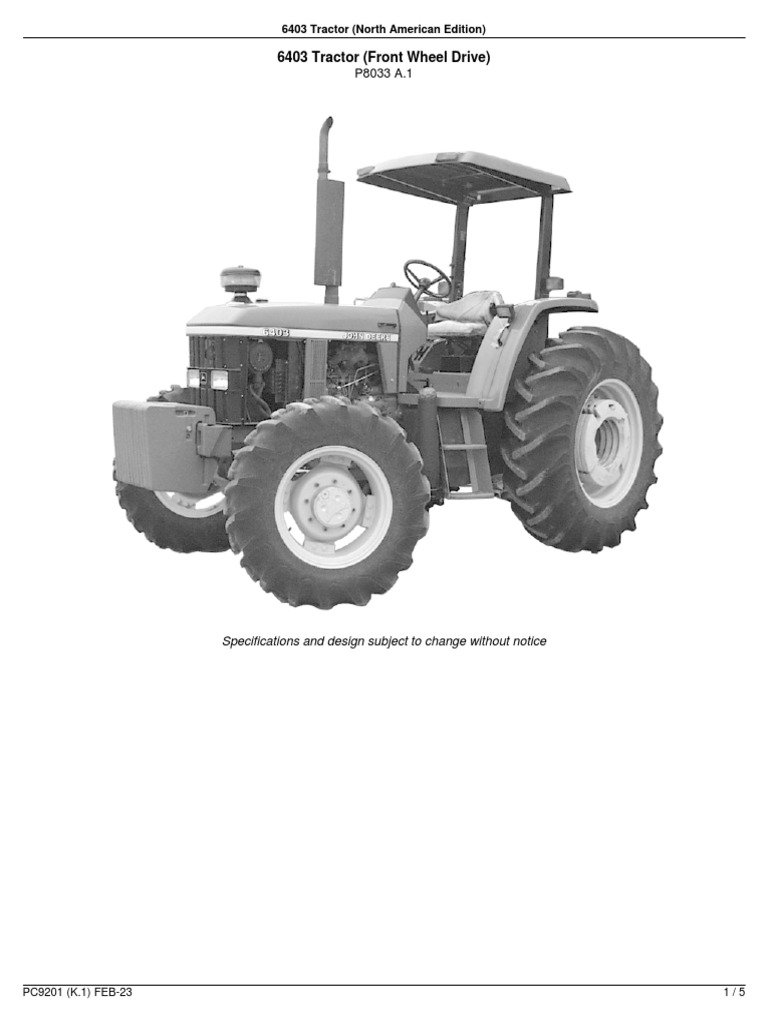 6403 Tractor North America Edition Introduction | PDF | Screw | Tractor