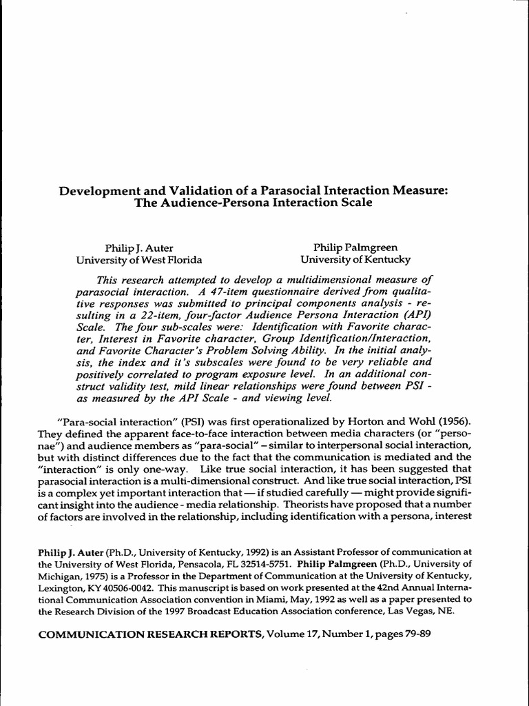 Audience-Persona Interaction Scale Development | PDF | Human ...