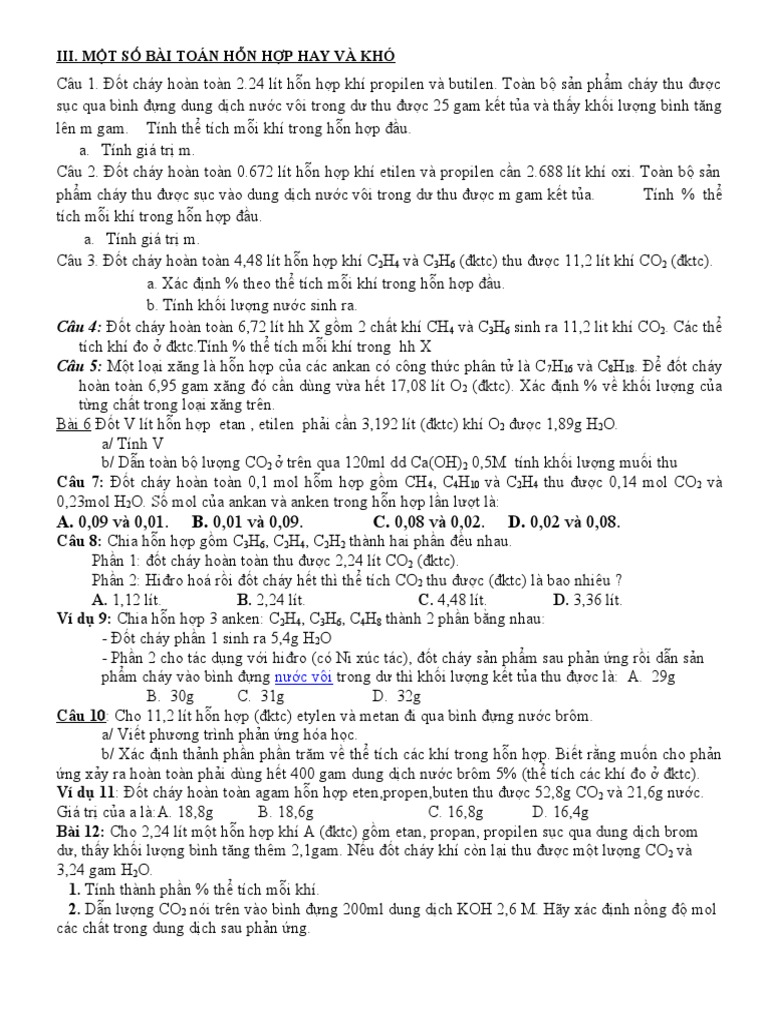 Bài tập hidrocacbon | PDF