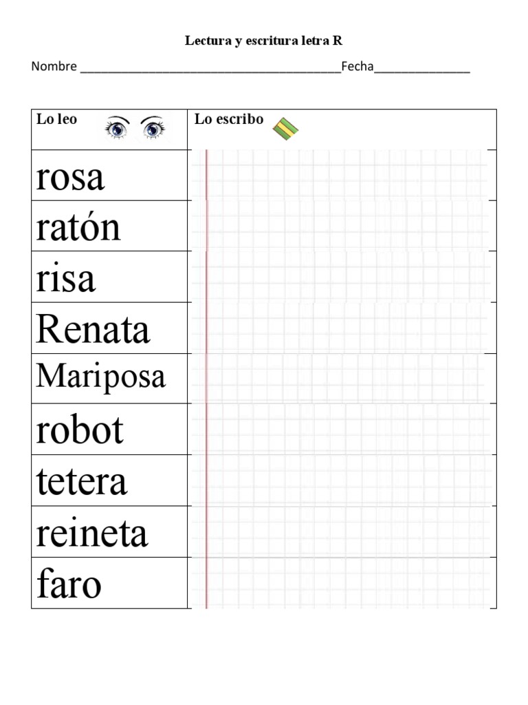 Lectura y Escritura Letra R | PDF