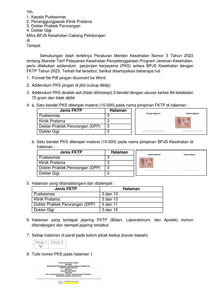 Ketentuan Cetak Dan Tandatangan Addendum PKS 2023 | PDF
